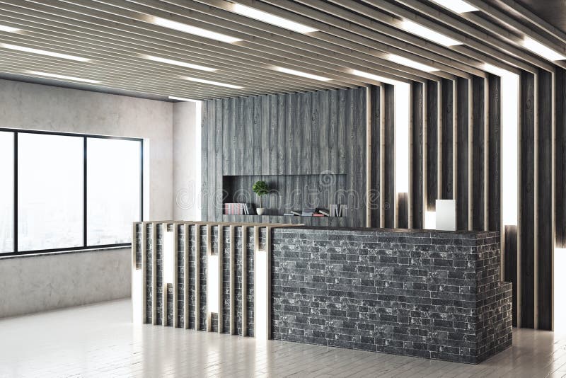 Creative Reception Desk Side Stock Illustration - Illustration of ...