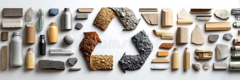 Creative Recycling Symbol Constructed from Various Real Materials ...