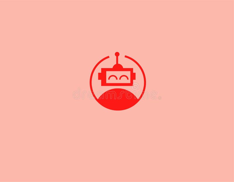 Red Geometric Abstract Logo Sign Robot in a Circle for Company Stock ...