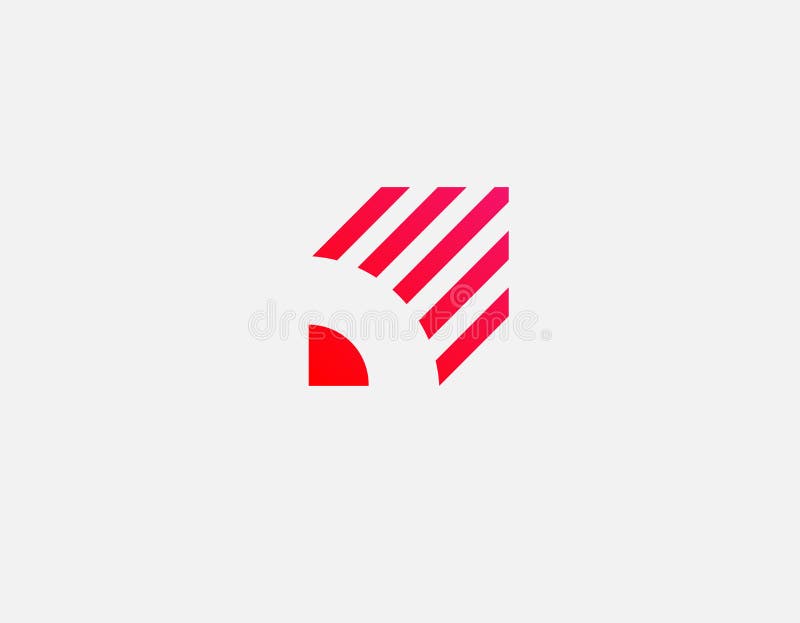 Red Icon Logo Geometric Abstract Shape Linear Pencil for Your Company ...