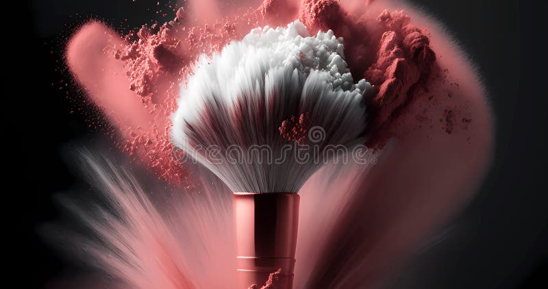 Creative Red Makeup Brush Backdrop with Abstract Splash Stock ...