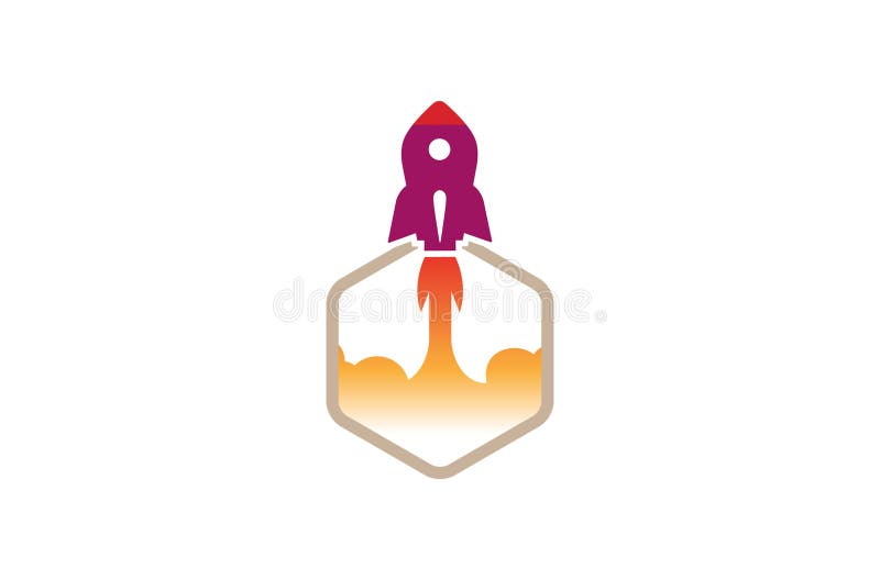 Creative Red Rocket Orange Hexagon Logo Stock Vector - Illustration of ...