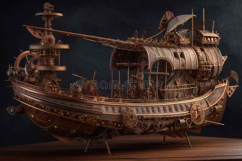Creative Reimagining of Viking Ship, with Steampunk-inspired Design and ...