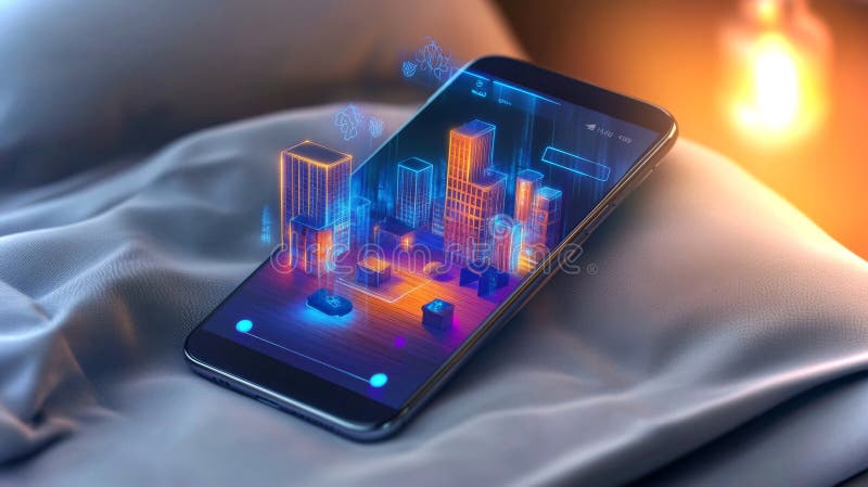 Creative Render of a Smartphone Displaying an Augmented Reality ...