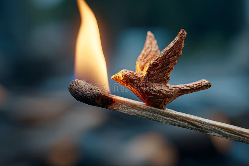 Creative Representation of Bird Made of Paper on Burning Match Igniting ...