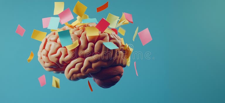 Creative Representation of Brain with Colorful Sticky Notes Symbolizing ...