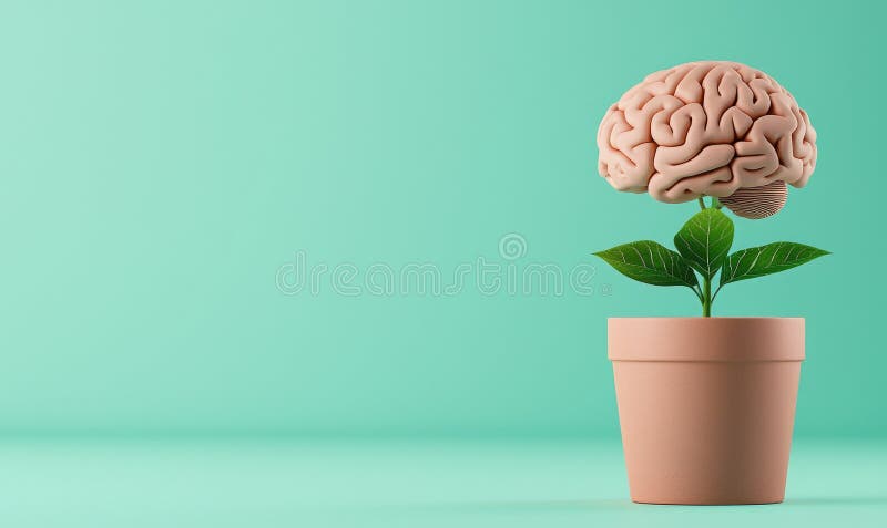 A Creative Representation of a Brain Growing from a Plant Pot ...
