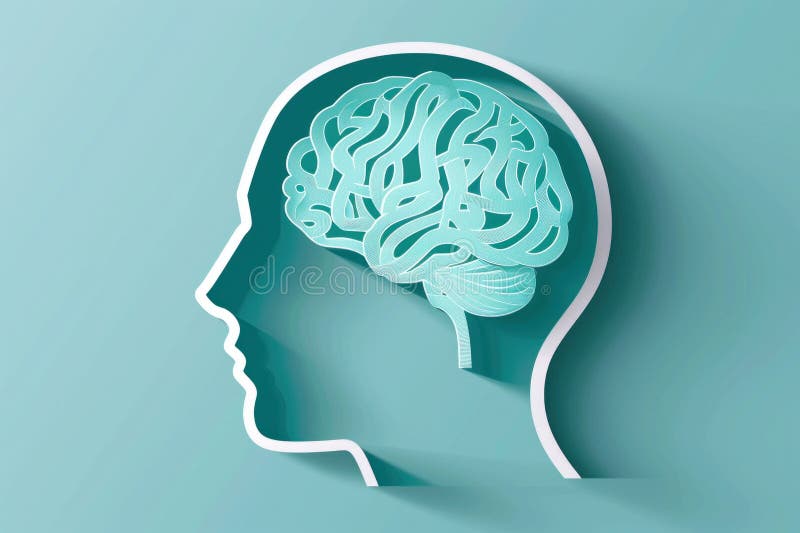 Abstract Illustration of a Human Head Silhouette with a Brain Design ...