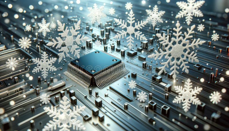Winter Technology Concept with Snowflakes and CPU, AI Generated Stock ...