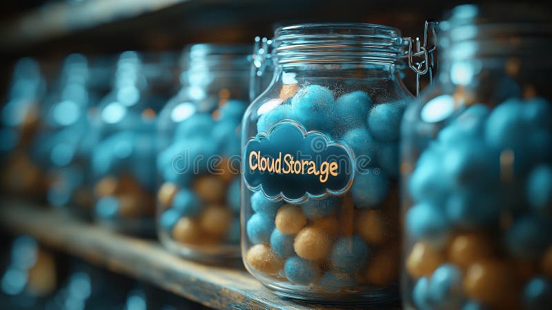 Creative Representation of Cloud Storage in a Glass Jar Stock Photo ...