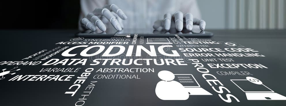 Creative Representation of Coding Concepts with Hands Typing on a Keyboard, Showcasing Coding ...