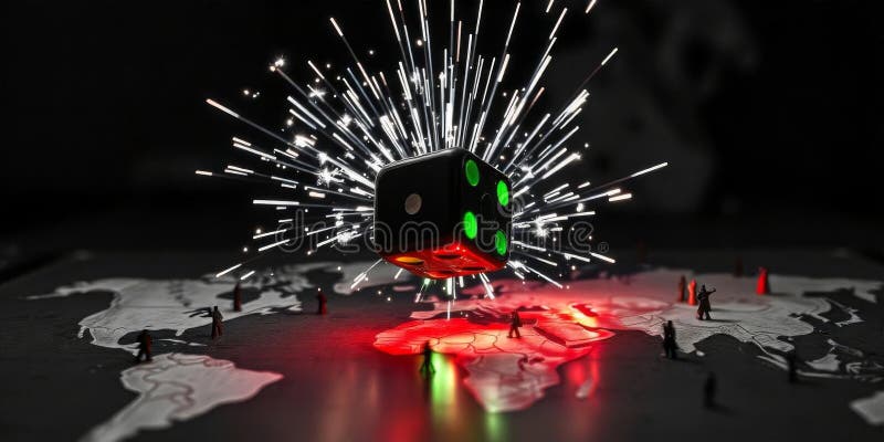 Creative Representation of Dice Exploding Above a World Map ...