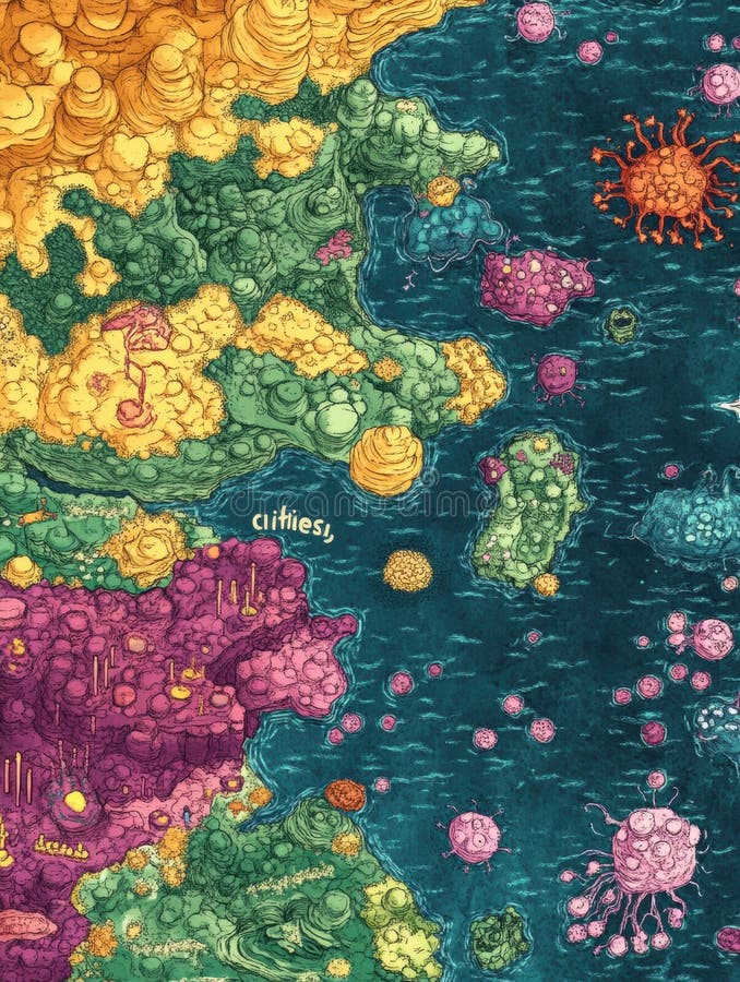 Colorful and Playful Map Representing Bacteria Colonies As Vibrant ...