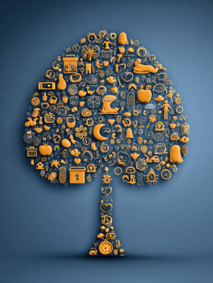 Wellness Tree Made from Food, Sleep, and Activity Icons Representing ...