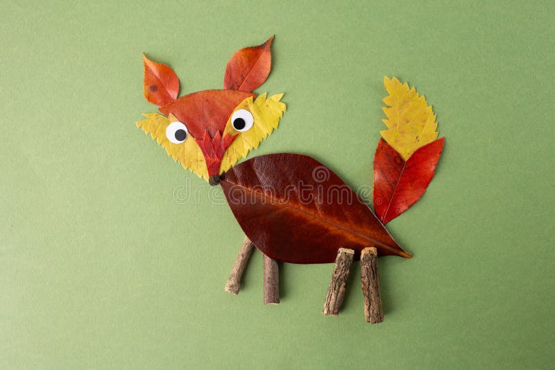 Creative Representation of a Fox Using Autumn Leaves and Natural ...