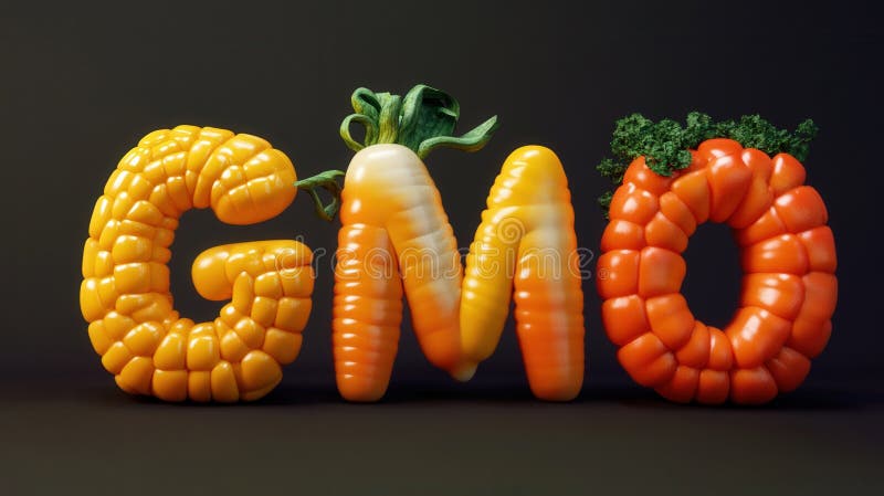 GMO Vegetables Concept with Creative Lettering Stock Image - Image of ...