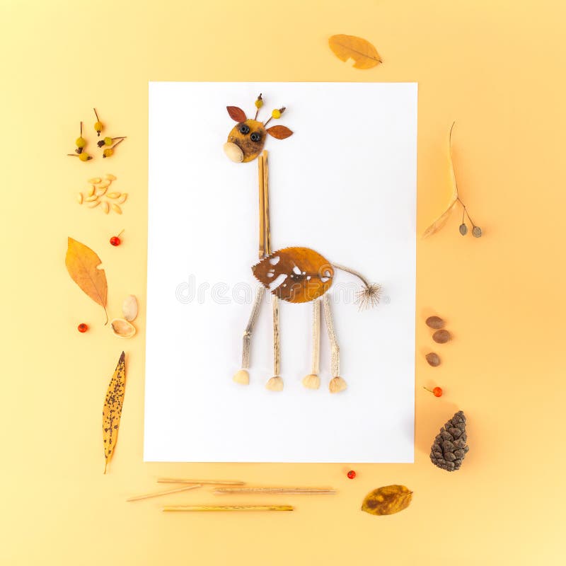 Creative Representation of a Giraffe Made from Various Objects. Long ...