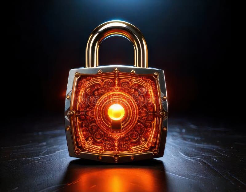Creative Representation of a Glowing Lock Stock Illustration ...
