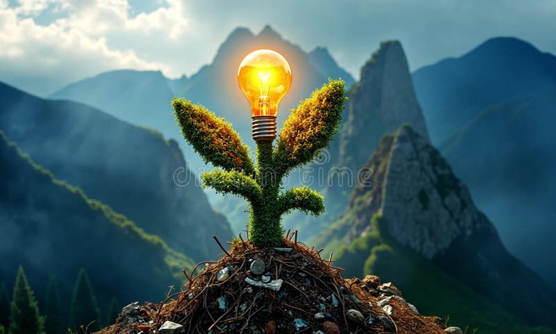 A Creative Representation of a Green Energy Bulb Symbolizing Eco ...