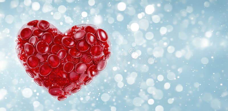Sparkling Red Heart Against Soft Blue Background Stock Photos - Free ...