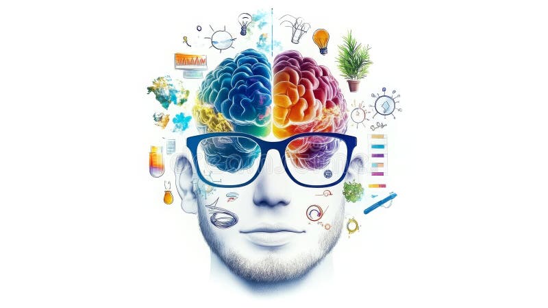 Creative Representation of Human Brain with Colorful Ideas and Concepts ...