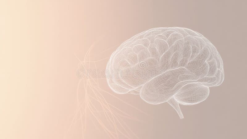 A Creative Representation of a Human Brain Formed from Thin White Lines ...