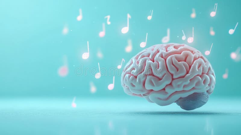 A Creative Representation of a Human Brain Surrounded by Floating ...