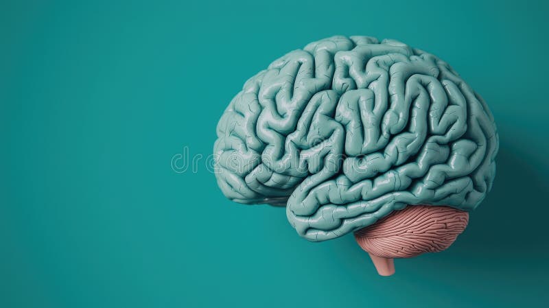 A Creative Representation of a Human Brain on a Teal Background ...