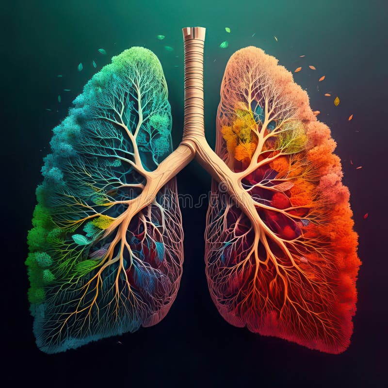 Colorful Representation of Human Lungs Showcasing the Intricate Details ...