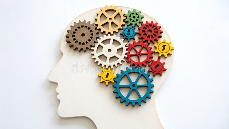 Creative Representation of Human Thought with Colorful Gears on a White ...