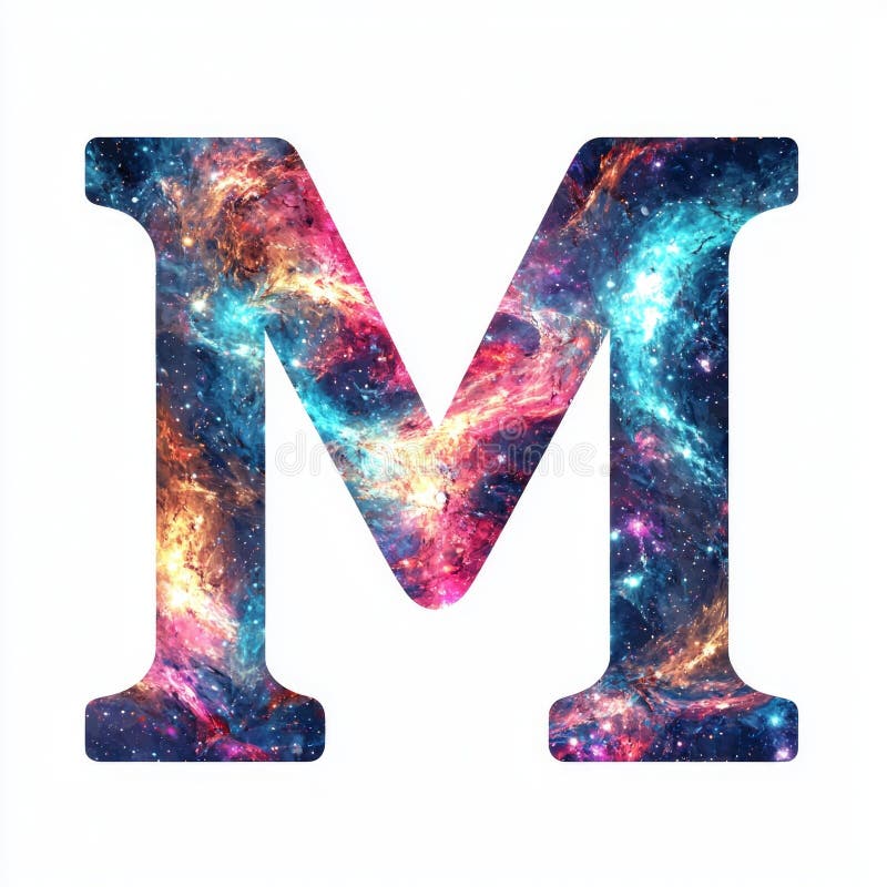 Colorful Letter M Designed Cosmic Infinity Pattern Clean White ...