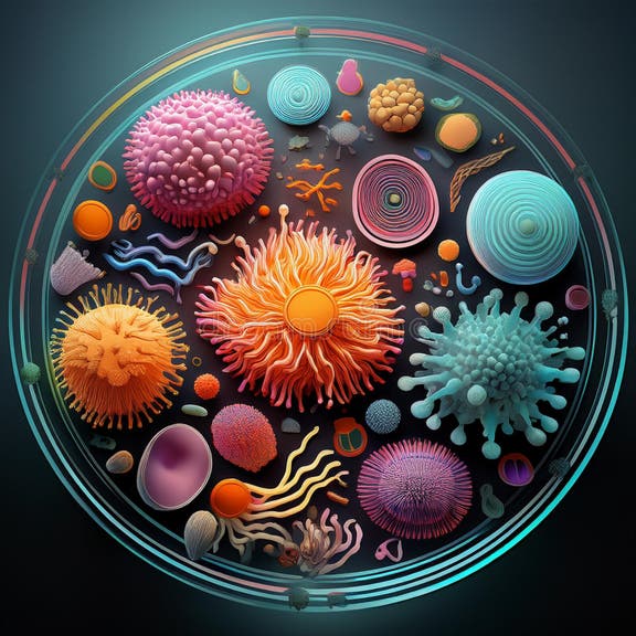 A Creative Representation of Microorganisms, Featuring a Variety of ...