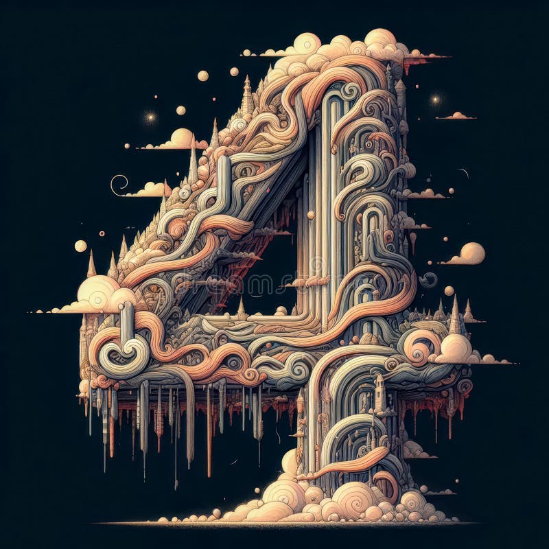 Creative Representation of the Number Four in a Whimsical, Surreal ...