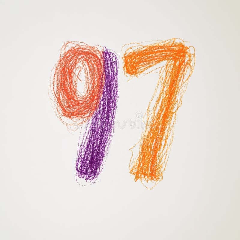 Bright Orange and Purple Number 97 with Artistic Texture Stock Image ...