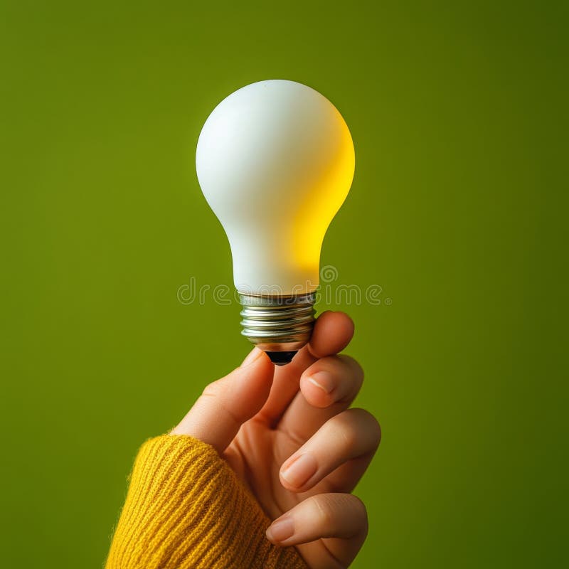 Creative Representation of Person Holding Glowing Light Bulb Against ...