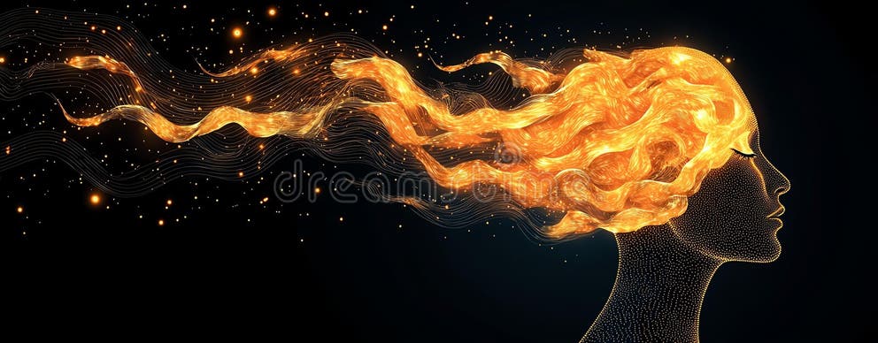 A Creative Representation of a Person S Thoughts Using Vibrant Fiery ...