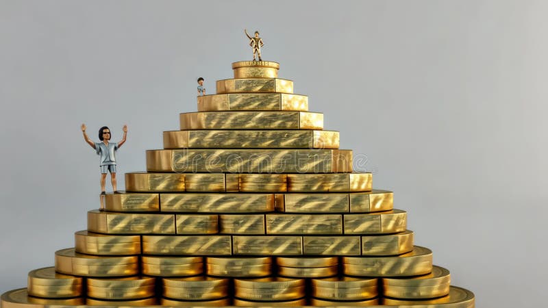 A Creative Representation of Prosperity Featuring a Pyramid Constructed ...