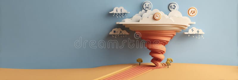 Conceptual Tornado Illustration Depicting Risk Levels with Icons in a ...