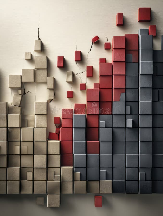 Economic Concept Visualized As a Fortress Wall Created from Bar Chart ...