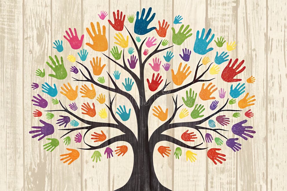 Creative Representation of a Tree Formed by Handprints in Various ...