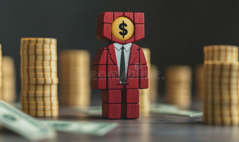 A Creative Representation of Wealth, Featuring a Block Figure in a Suit ...