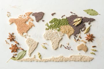 World Map Crafted from Various Cereals Showcasing Agricultural ...
