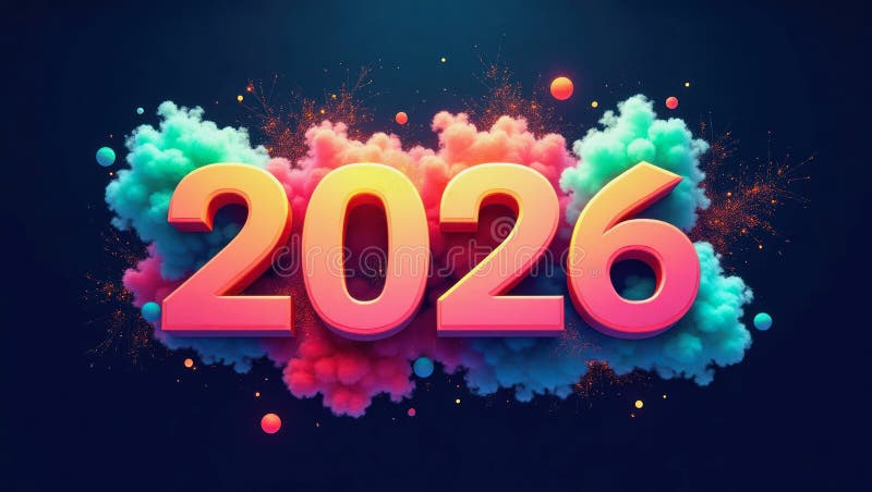 Creative Representation of the Year 2026 Featuring Colorful Smoke and ...