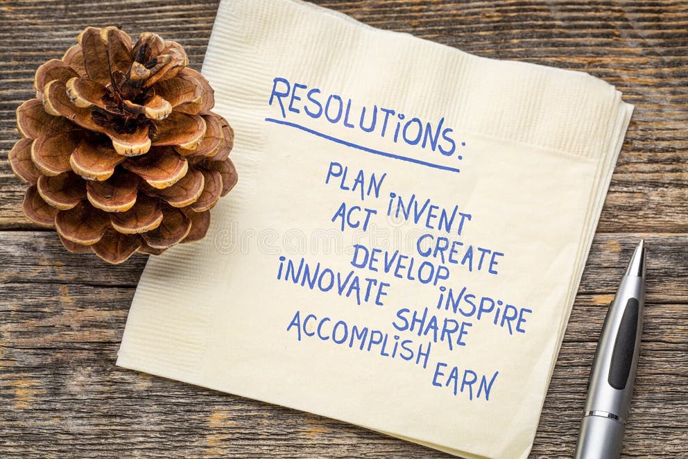 Creative Resolutions - Handwriting on Napkin Stock Photo - Image of ...