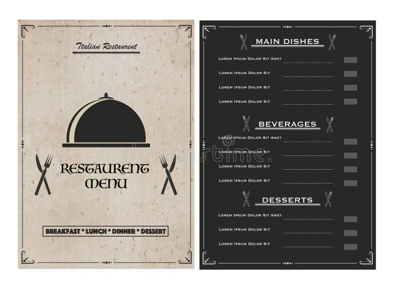 Restaurant Menu Card Design, Single Page Design Stock Illustration ...