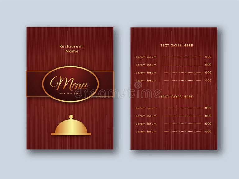 Creative Restaurant Menu Card Design with Front and Back Page Vi Stock ...