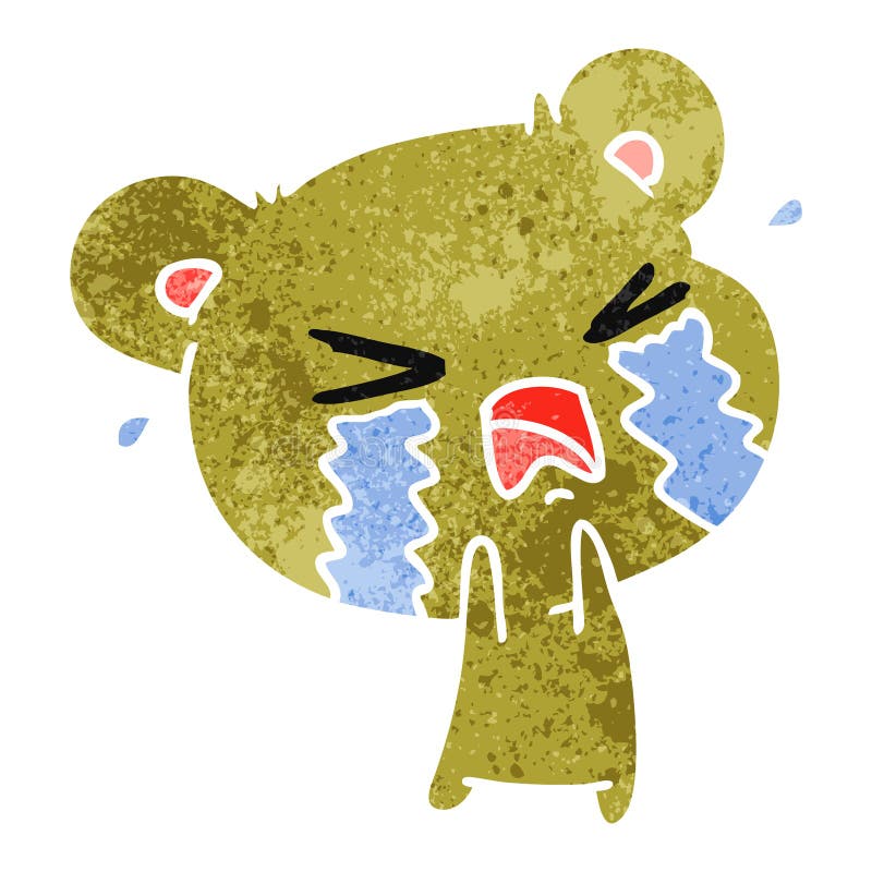 A Creative Retro Cartoon of a Cute Crying Bear Stock Vector ...