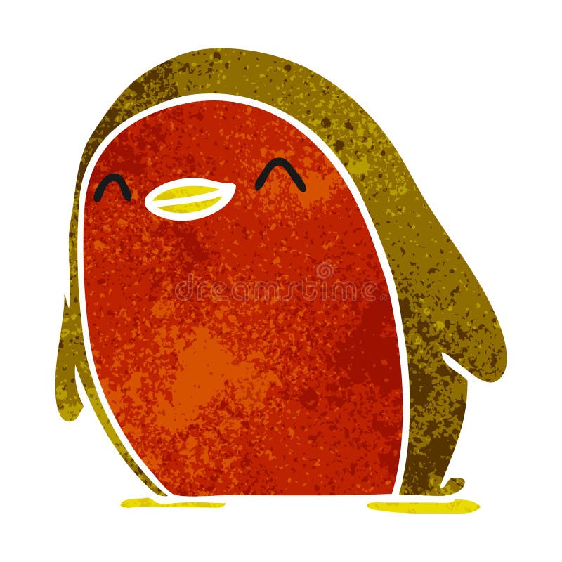 A Creative Retro Cartoon Cute Kawaii Red Robin Stock Vector ...