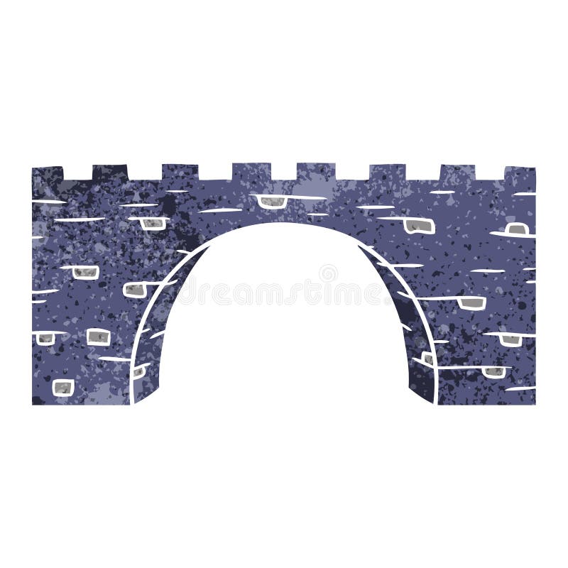 A Creative Retro Cartoon Doodle of a Stone Bridge Stock Vector ...