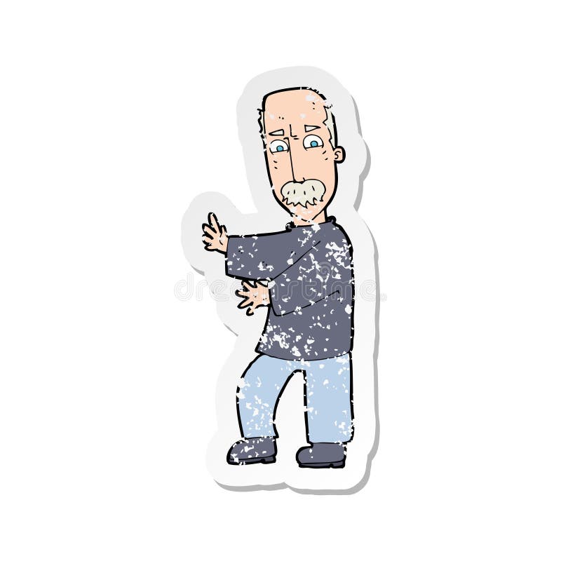 A Creative Retro Distressed Sticker of a Cartoon Angry Old Man Stock ...